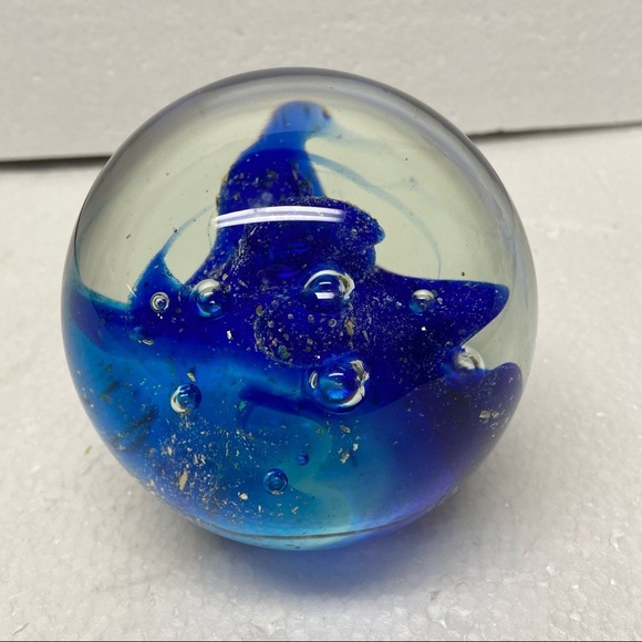 unbranded | Accents | Glass Round Paperweight Under Water Scene | Poshmark